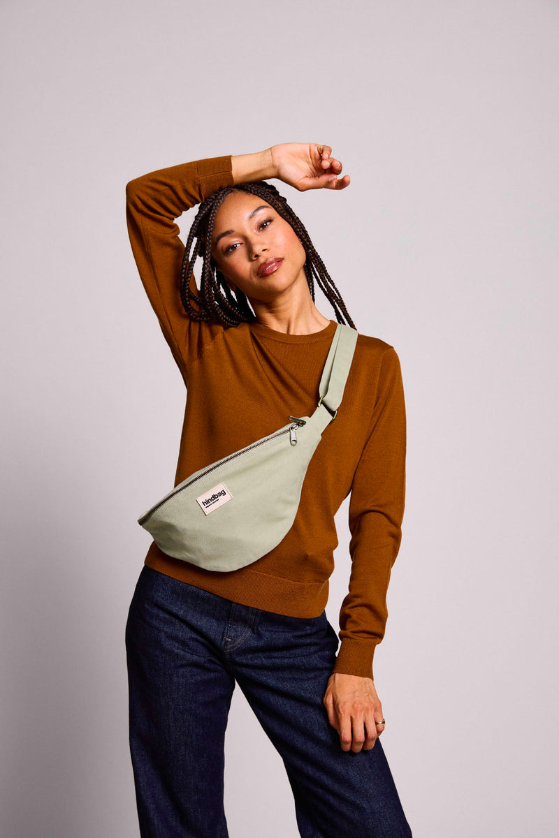 Large Sasha Clay Green Organic Cotton Belt Bag | Hindbag