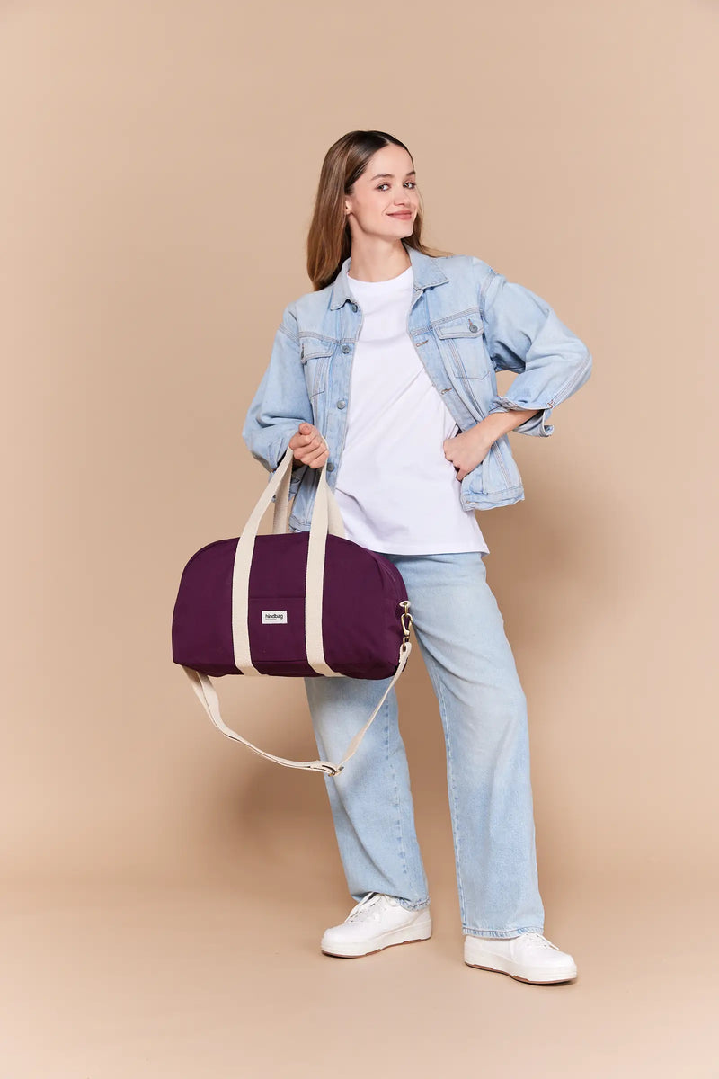 Sac De Sport Bowling Charlie Violet Prune Coton Bio | Hindbag
